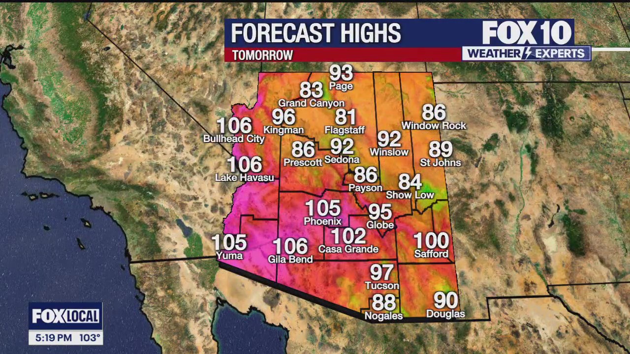 5 P.M. Weather Forecast - 8/16/25 | FOX 10 Phoenix