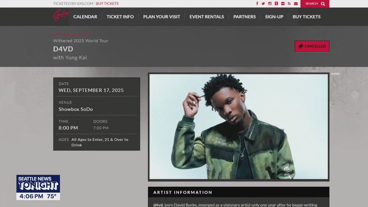 Singer D4vd cancels Seattle shows after body found in his Tesla is ID'd ...