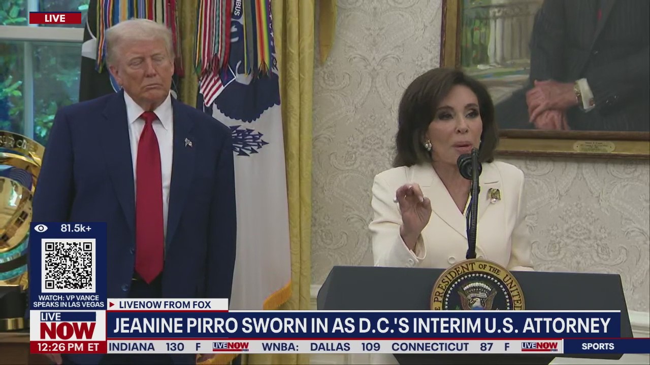 Jeanine Pirro gives comments at her swearing-in | LiveNOW from FOX