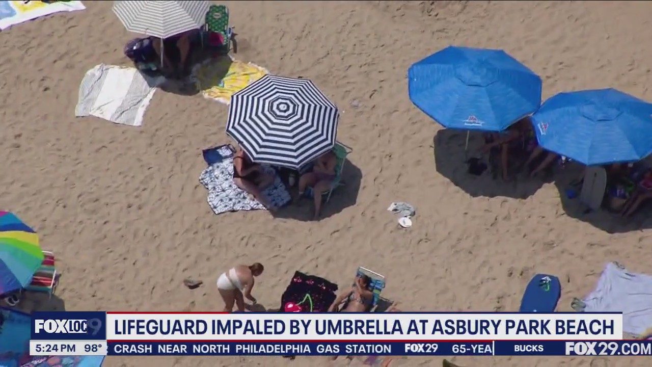 Lifeguard impaled by umbrella at Asbury Park Beach | FOX 29 Philadelphia