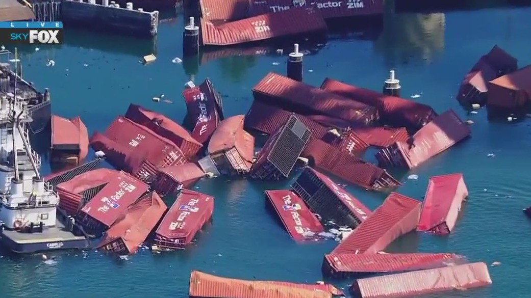 Containers fall off ship in Long Beach | FOX 11 Los Angeles