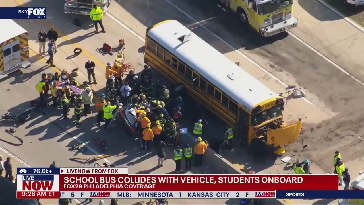 Car trapped under school bus full of students | LiveNOW from FOX